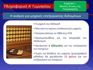 ΠΛΗΡΟΦΟΡΙΚΗ Α ΓΥΜΝΑΣΙΟΥ ΚΕΦΑΛΑΙΟ 1 | PPT