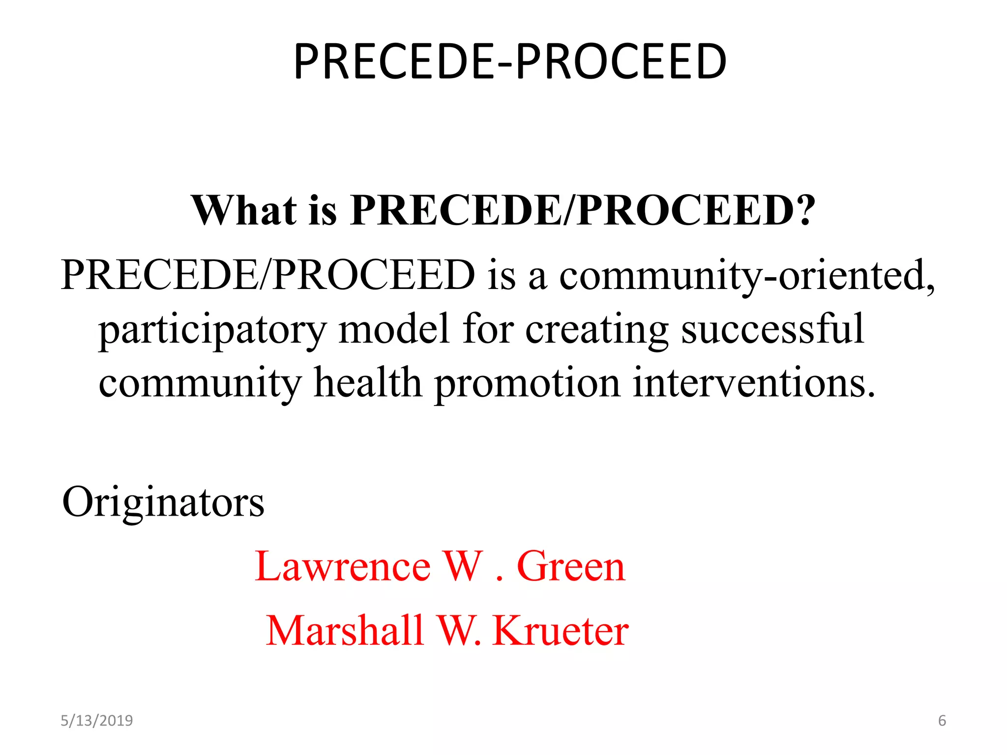 PRECED/PROCEED MODEL | PPTX