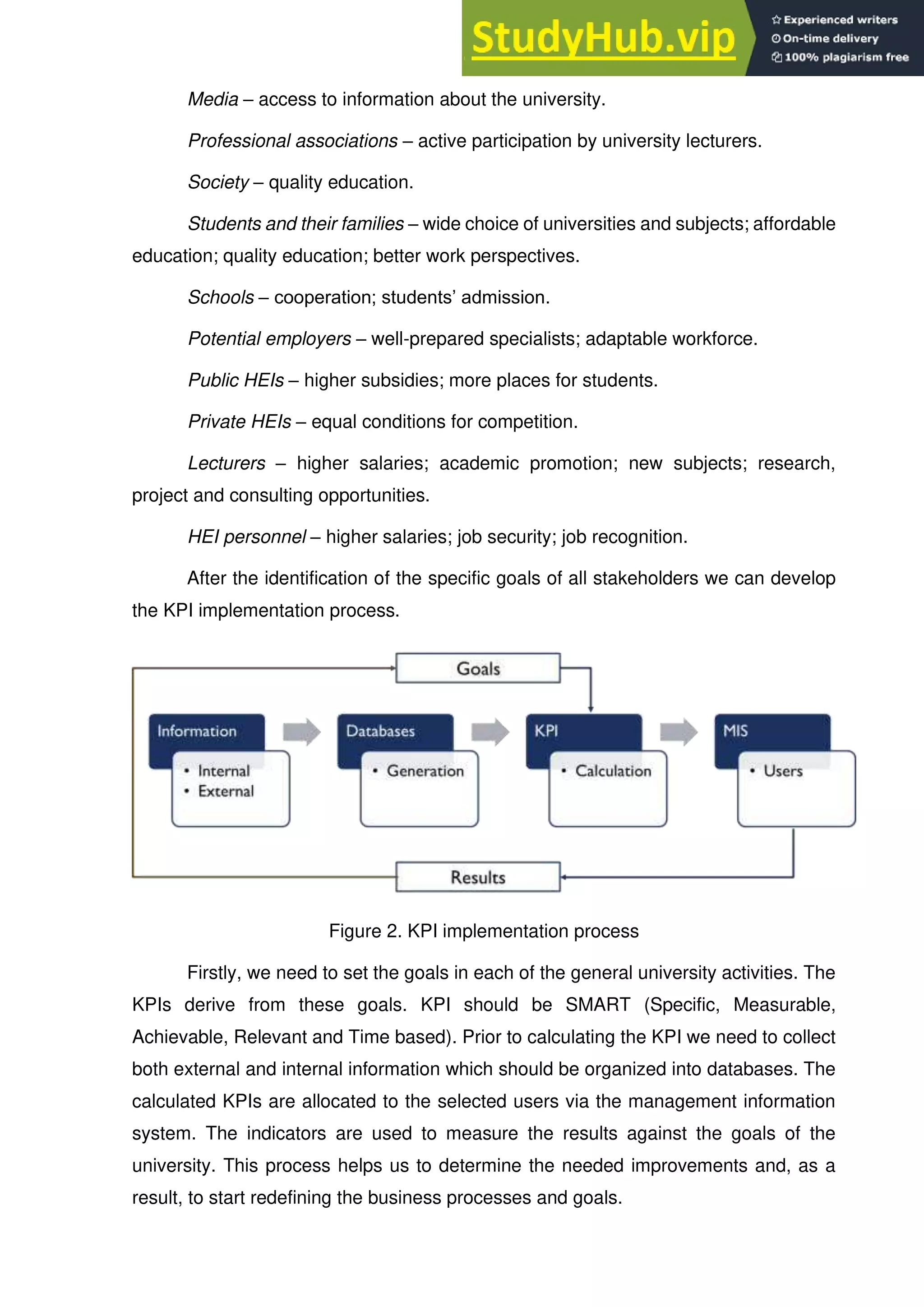 A Key Performance Indicators A Framework For Higher Education ...