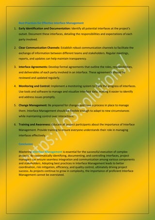 Mastering Interface Management: A Key to Successful Projects | PDF