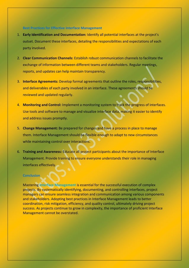 Mastering Interface Management: A Key to Successful Projects | PDF