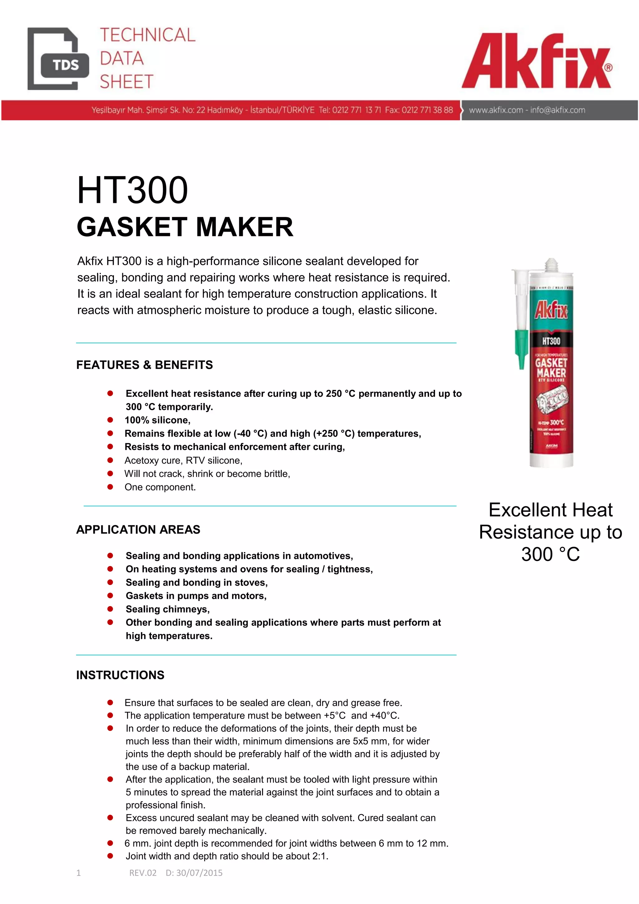 Akfix ht300 gasket maker, 310 ml | PDF