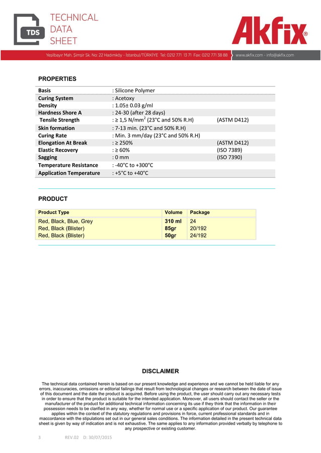 Akfix ht300 gasket maker, 310 ml | PDF | Chemistry | Science