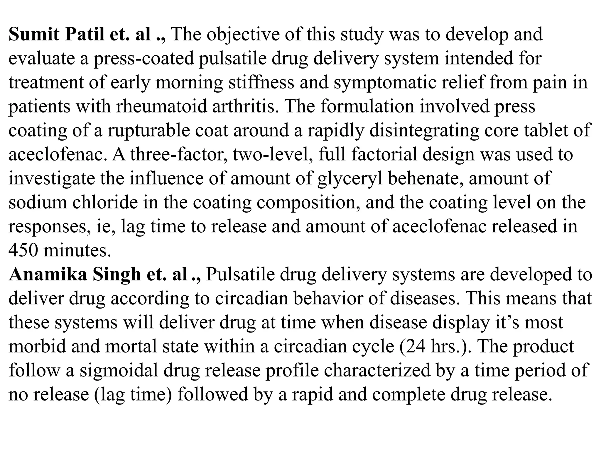 Formulation and Evaluation of Chrono Modulated Pulsatile Drug Delivery ...