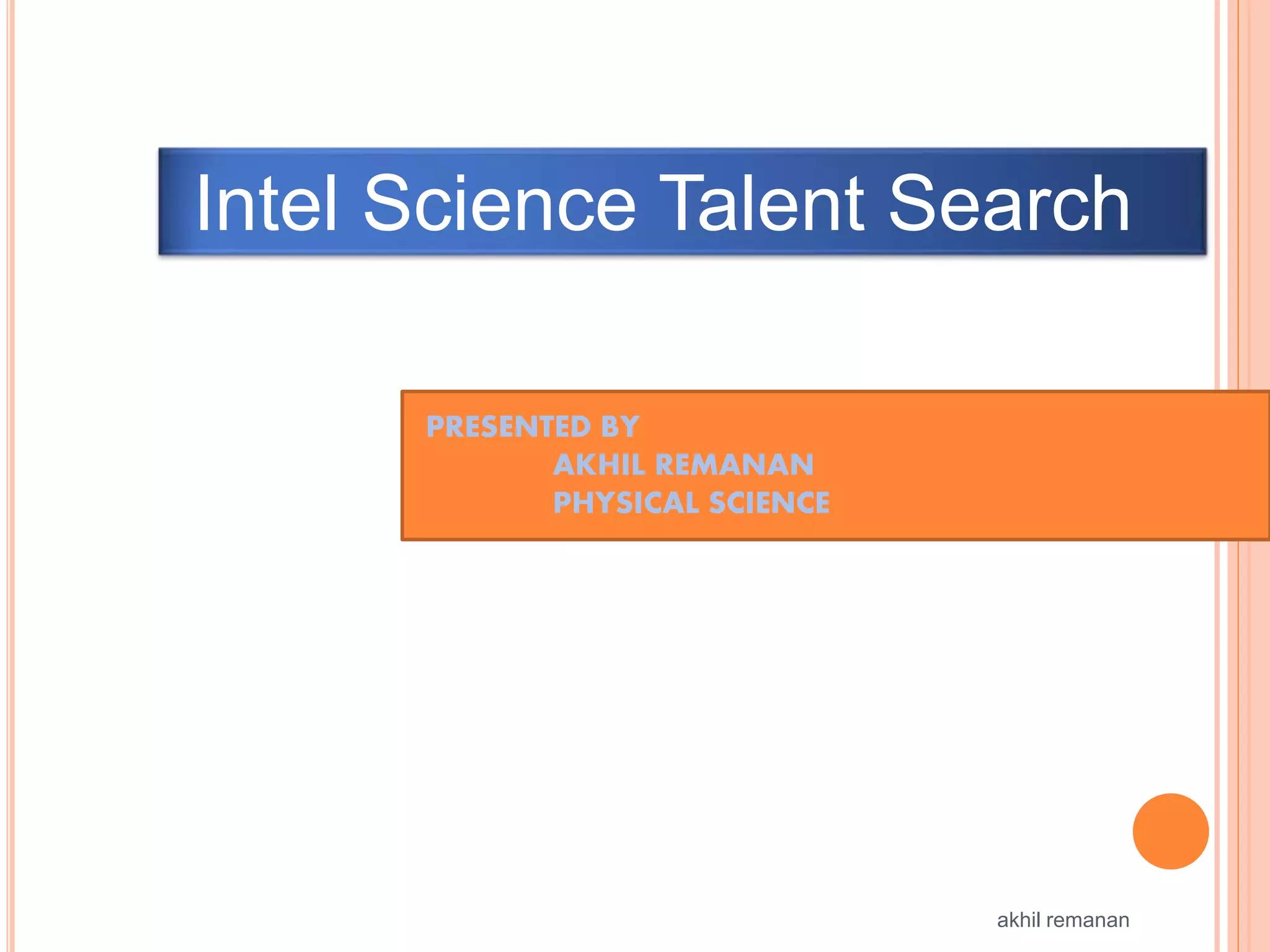 intel science tallent | PPT