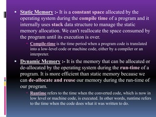 Memory Allocation & Direct Memory Allocation in C & C++ Language PPT | PPTX | Programming ...