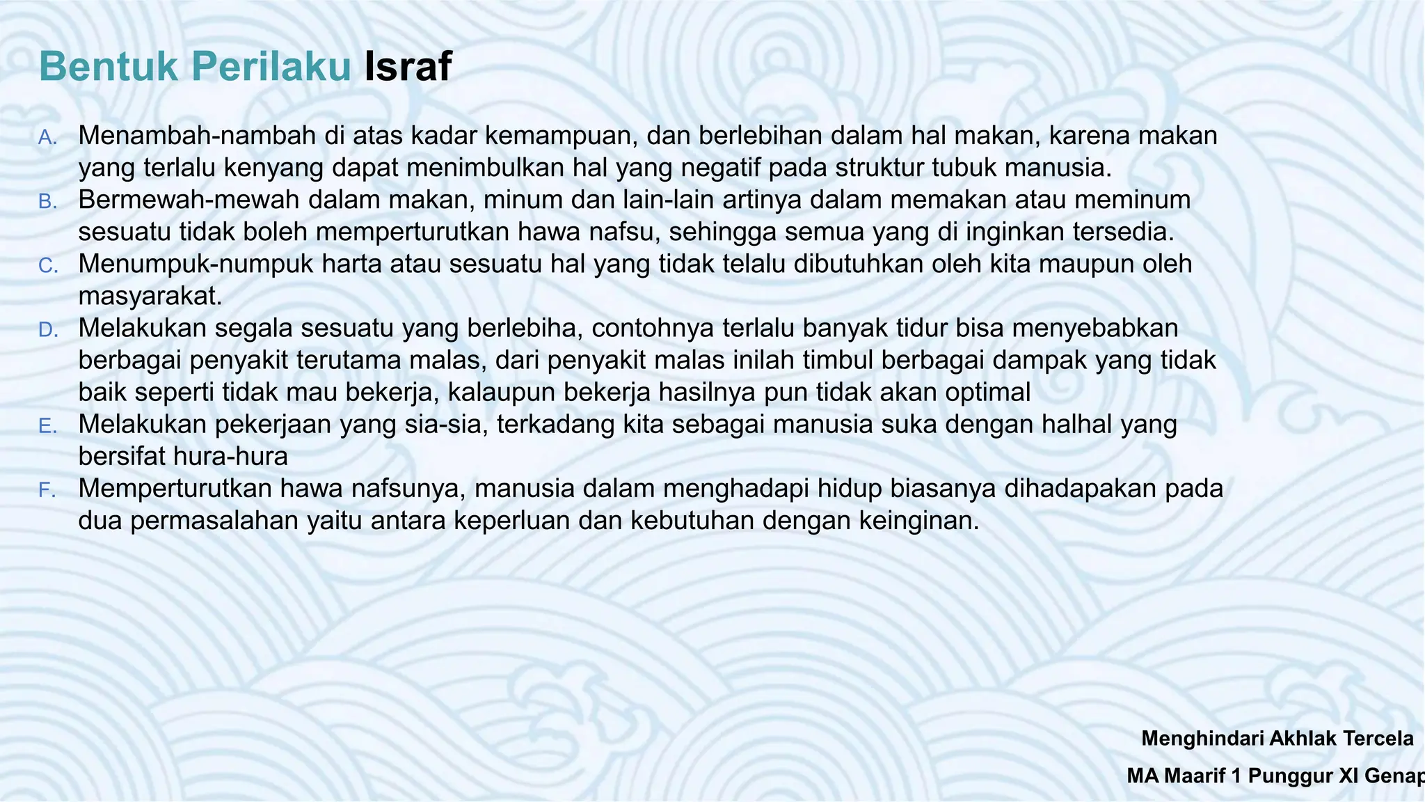 Akidah Akhlak Kelas XI akhlak tercela Semester II | PPTX