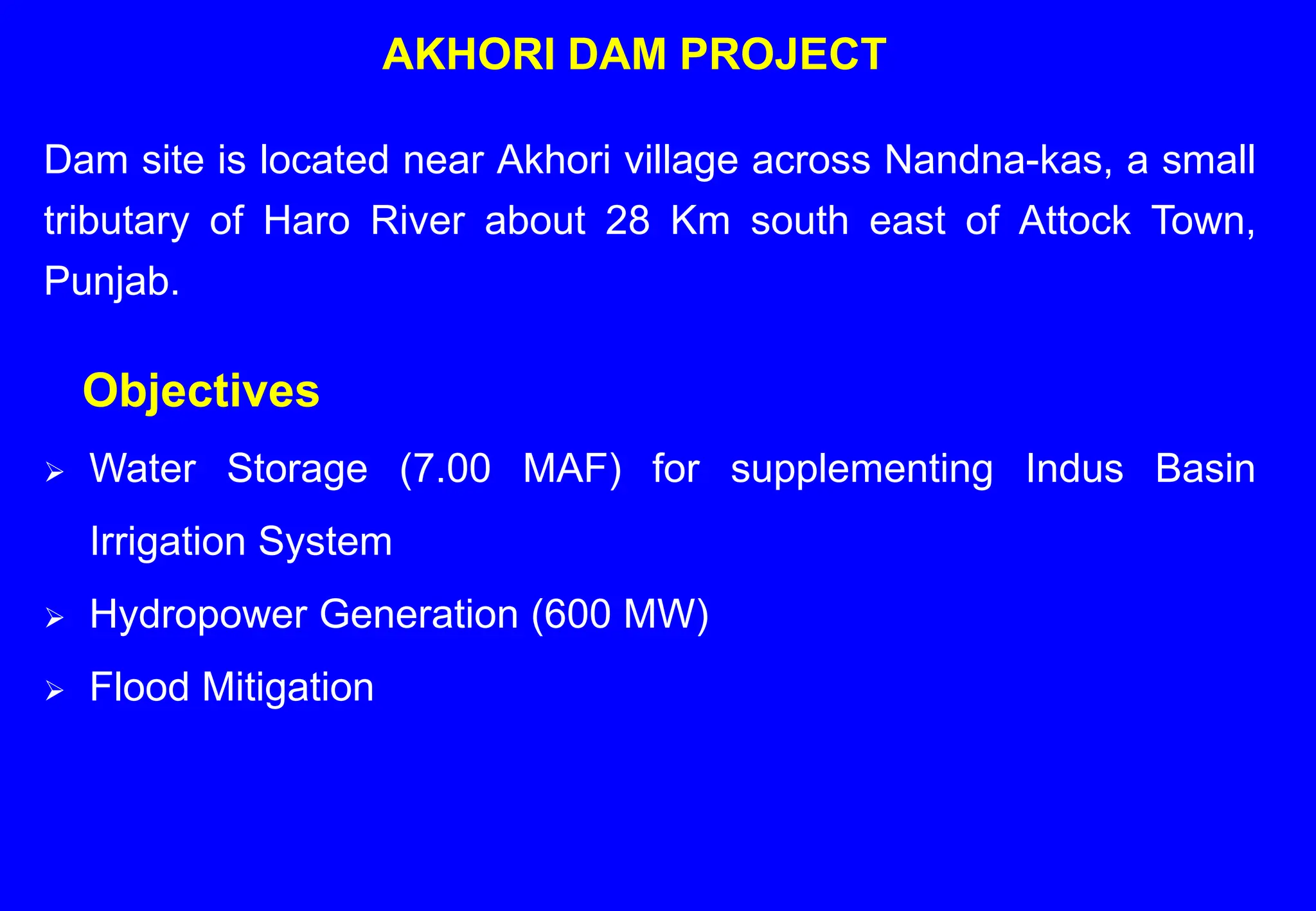 Akhori dam off channel storage description and its layout | PPTX