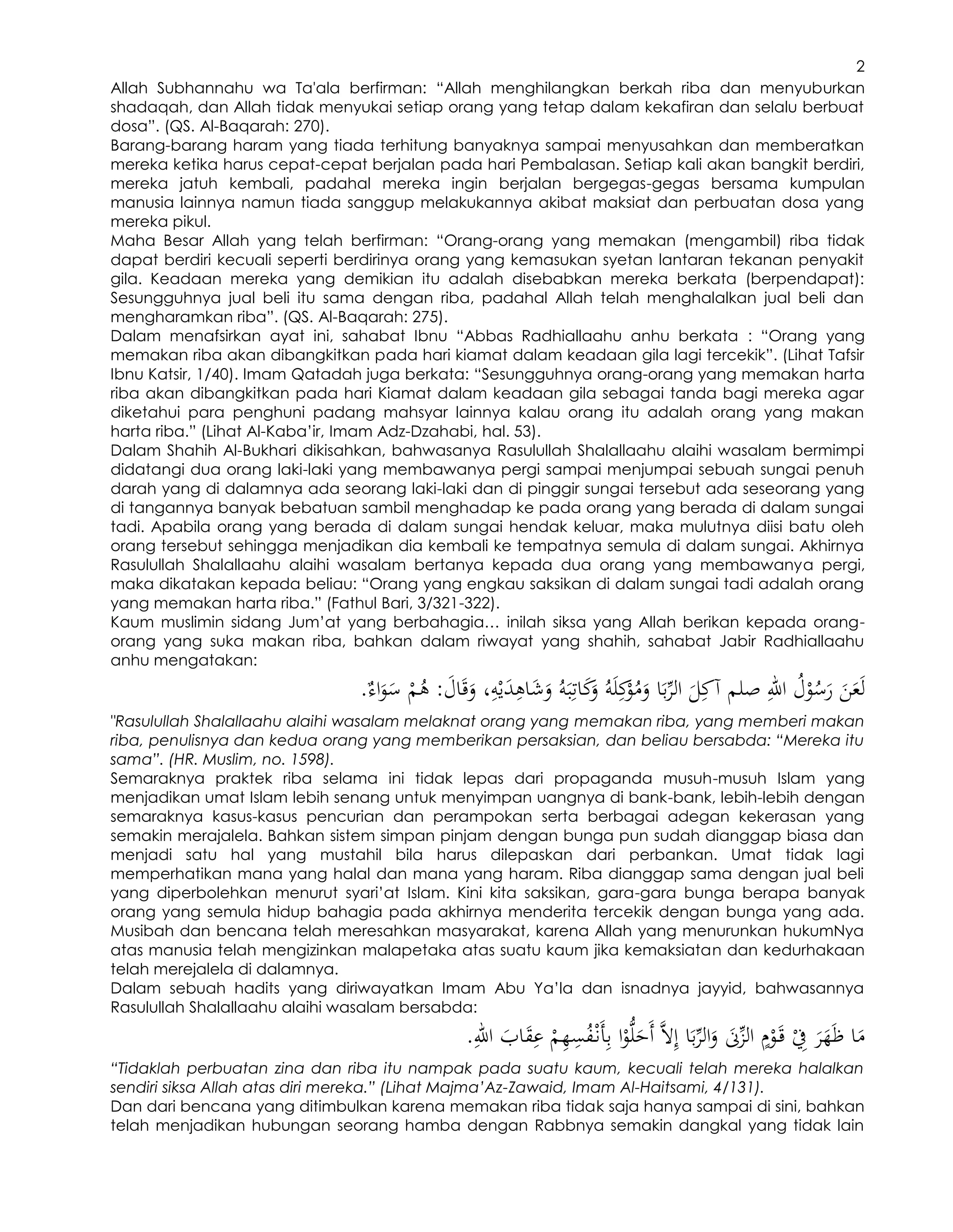 Akibat memakan harta riba | PDF