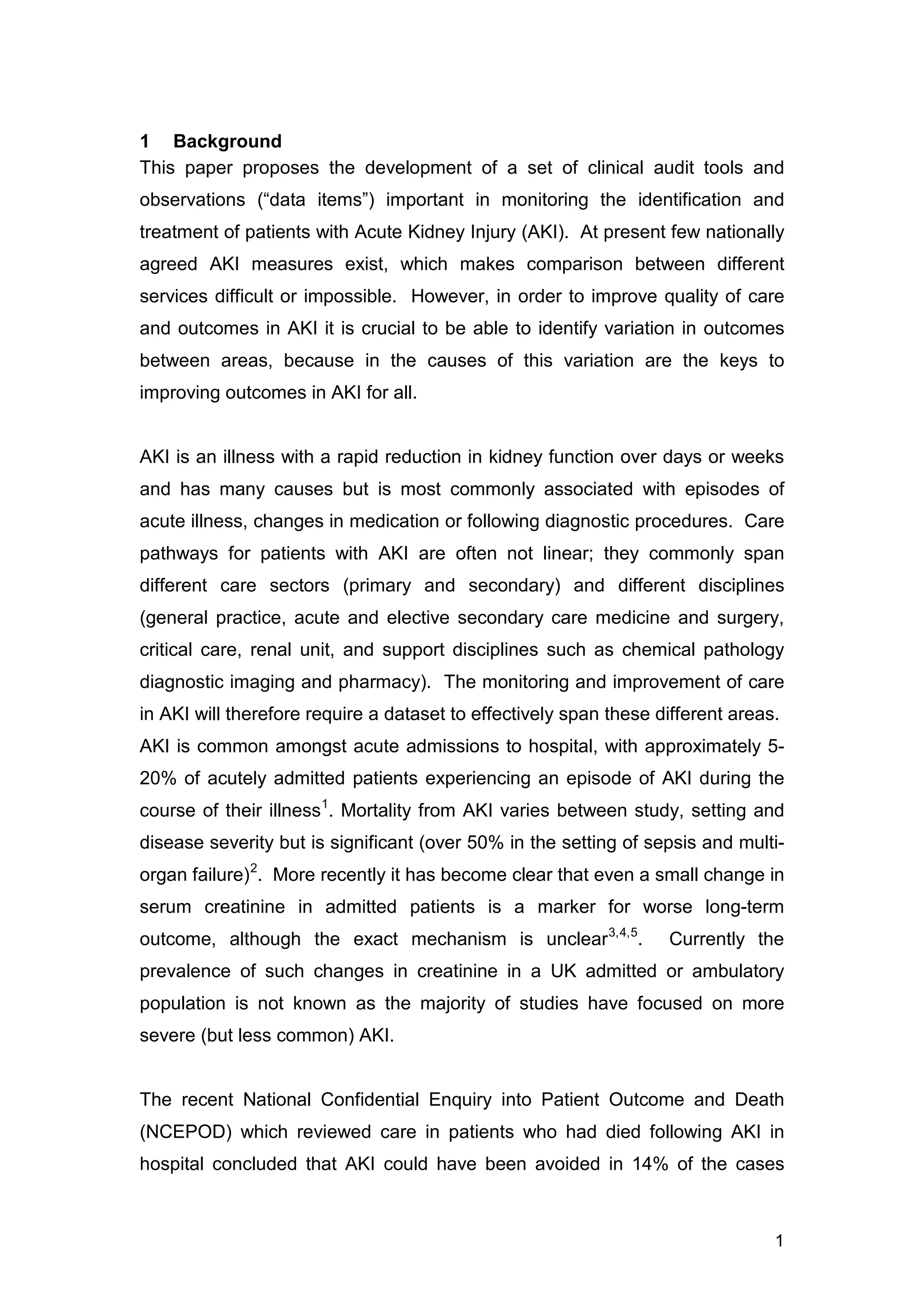 Acute Kidney Injury (AKI) Clinical Audit Tools 2011 | PDF