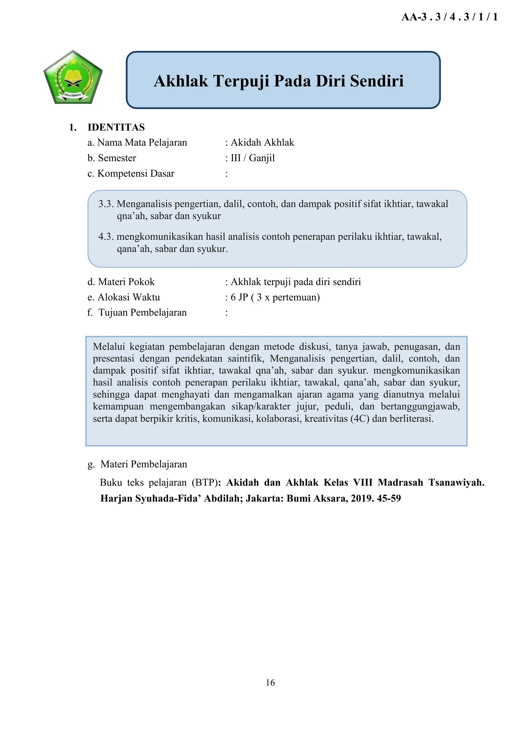 Materi Ajar Akidah Akhlak kelas 8 MTS.pdf