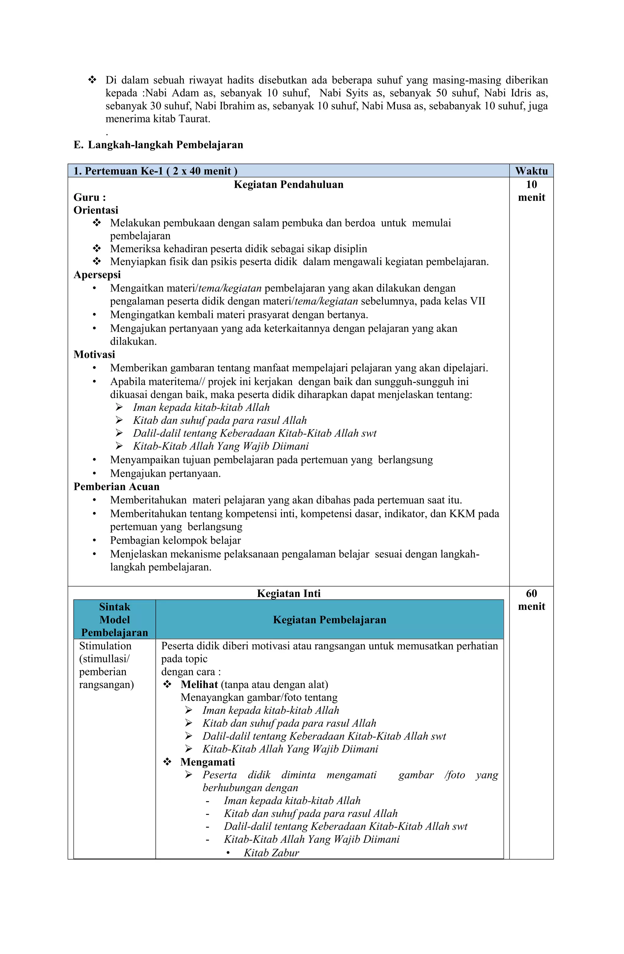 RPP MTs Akidah Ahlak Kelas VIII | PDF