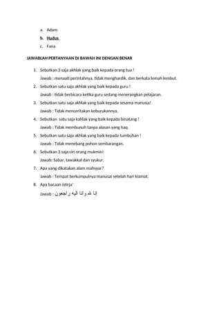 contoh soal AKIDAH AKHLAK CERCER MTS.docx