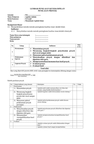 RPP MA Akidah Akhlak Kelas X | PDF