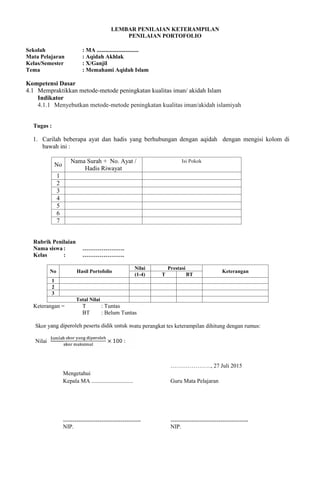 RPP MA Akidah Akhlak Kelas X | PDF