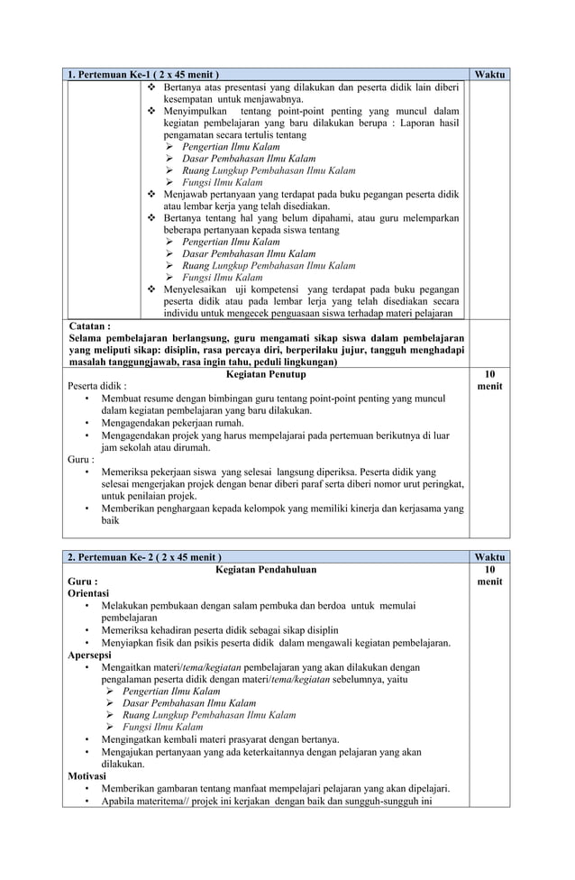 RPP MA Akidah akhlak kelas XI | PDF