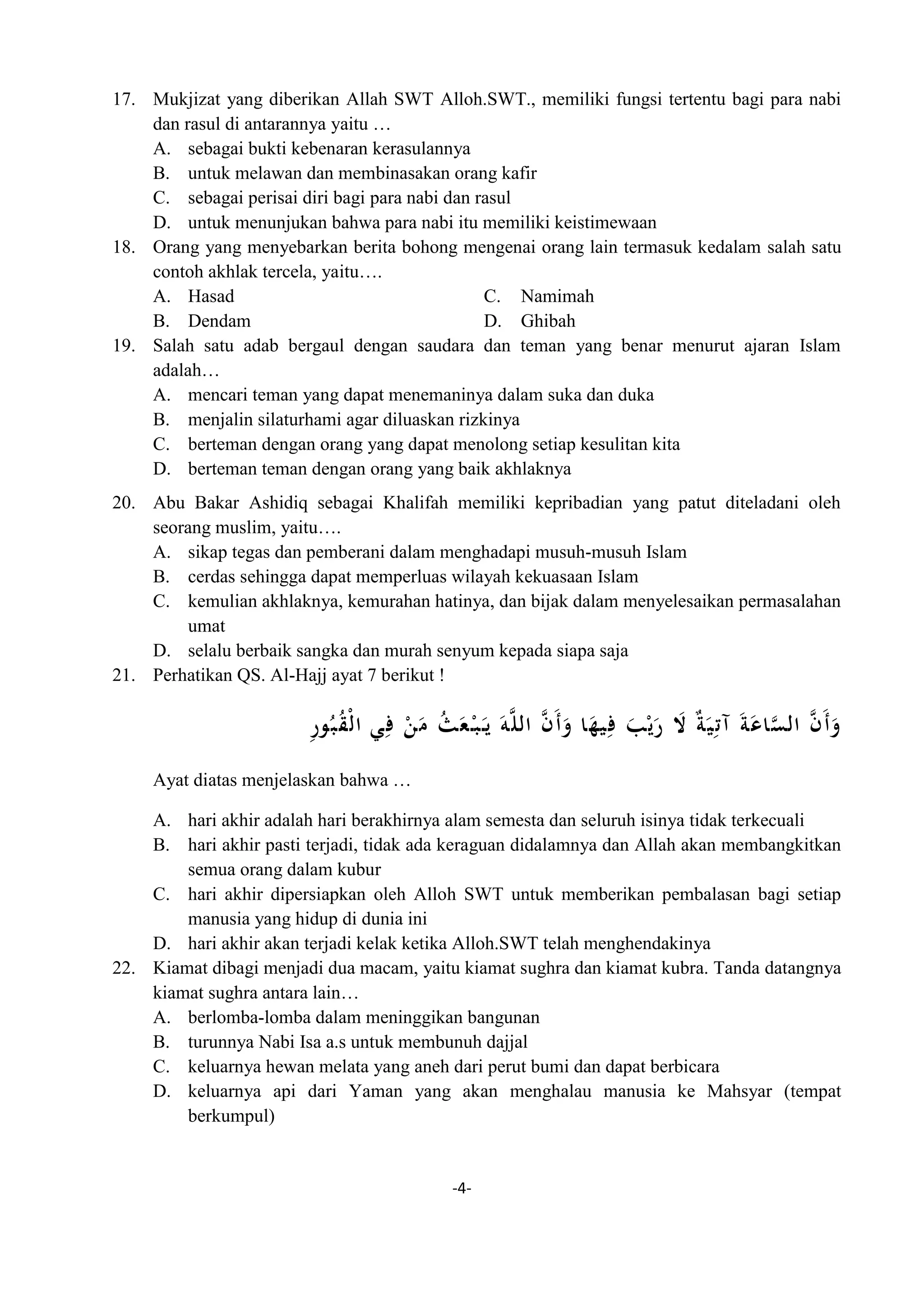 AKIDAH AKHLAK_UM_MTs AL-FARISY | PDF