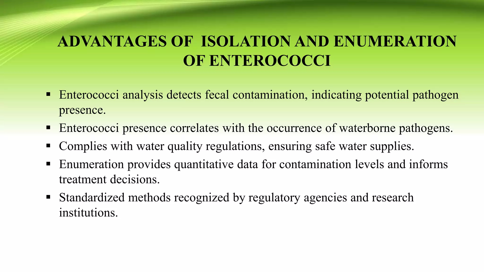 ISSOLATION AND ENUMERATION OF ENTEROCOCCI IN WATER SAMPLES | PPT