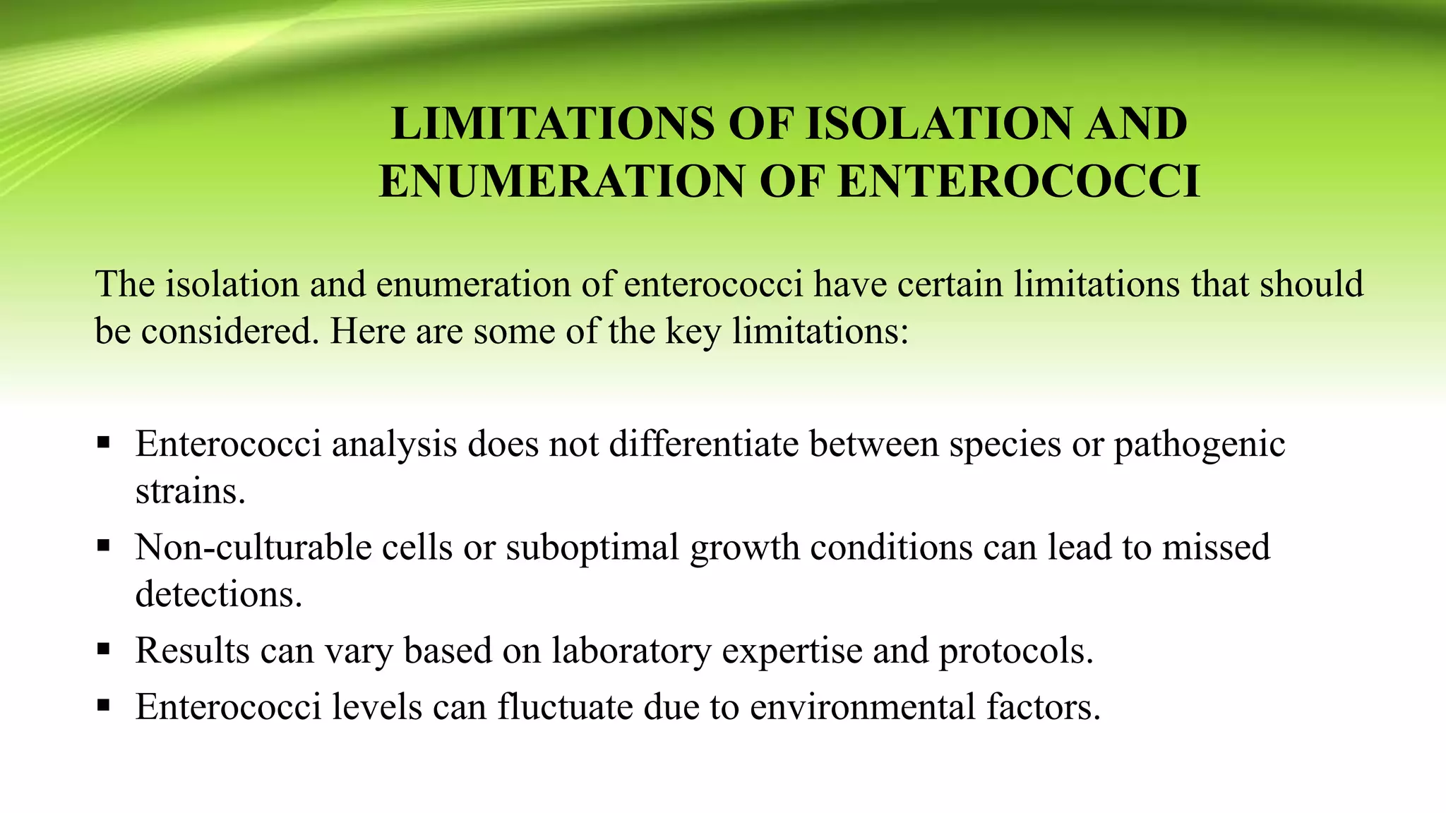 ISSOLATION AND ENUMERATION OF ENTEROCOCCI IN WATER SAMPLES | PPT