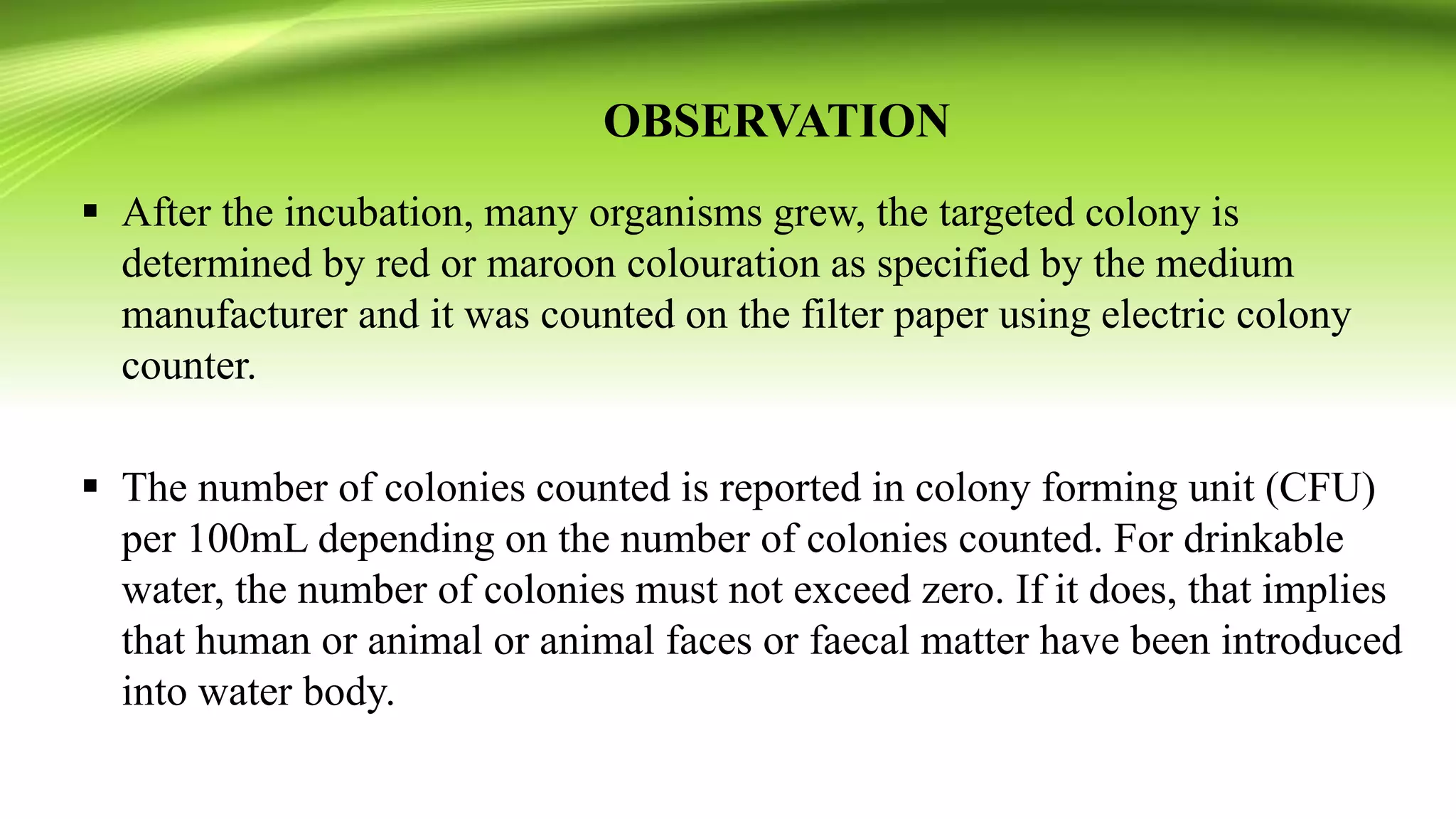 ISSOLATION AND ENUMERATION OF ENTEROCOCCI IN WATER SAMPLES | PPT