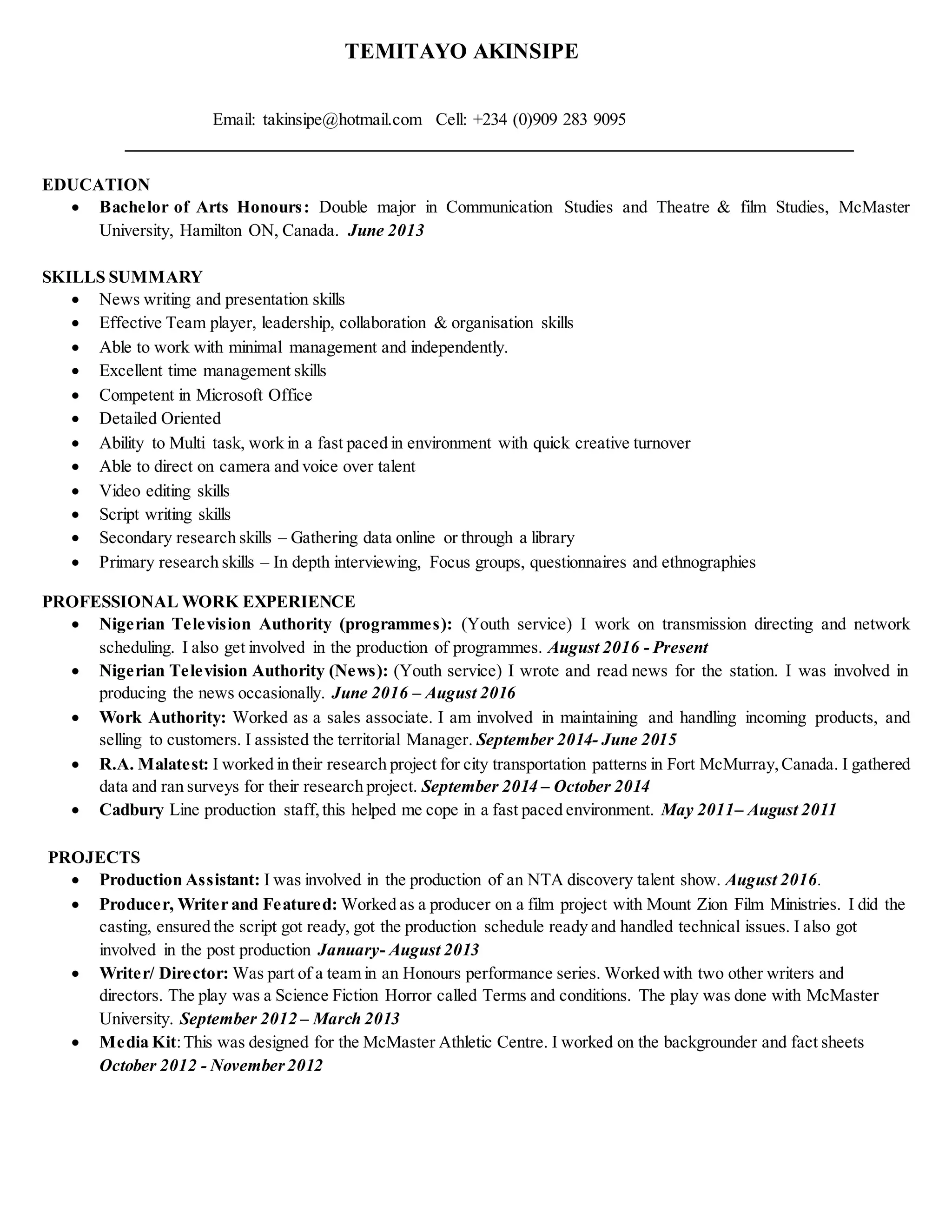 Akinipe, temitayo resume | DOCX