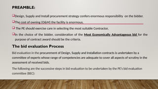 PRESENTATION ON BID EVALUATION OF DESIGN, SUPPLY AND INSTALL CONTRACT | PPTX