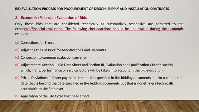 PRESENTATION ON BID EVALUATION OF DESIGN, SUPPLY AND INSTALL CONTRACT | PPT