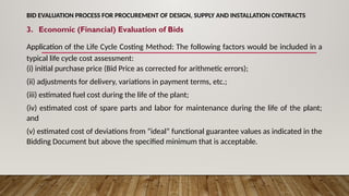 PRESENTATION ON BID EVALUATION OF DESIGN, SUPPLY AND INSTALL CONTRACT ...