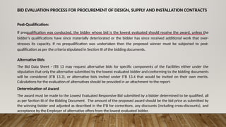 PRESENTATION ON BID EVALUATION OF DESIGN, SUPPLY AND INSTALL CONTRACT ...