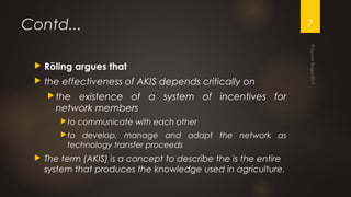 Agricultural Knowledge Information/Innovation System | PPT