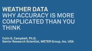 Weather Data: Why Accuracy is More Complicated Than You Think | PDF