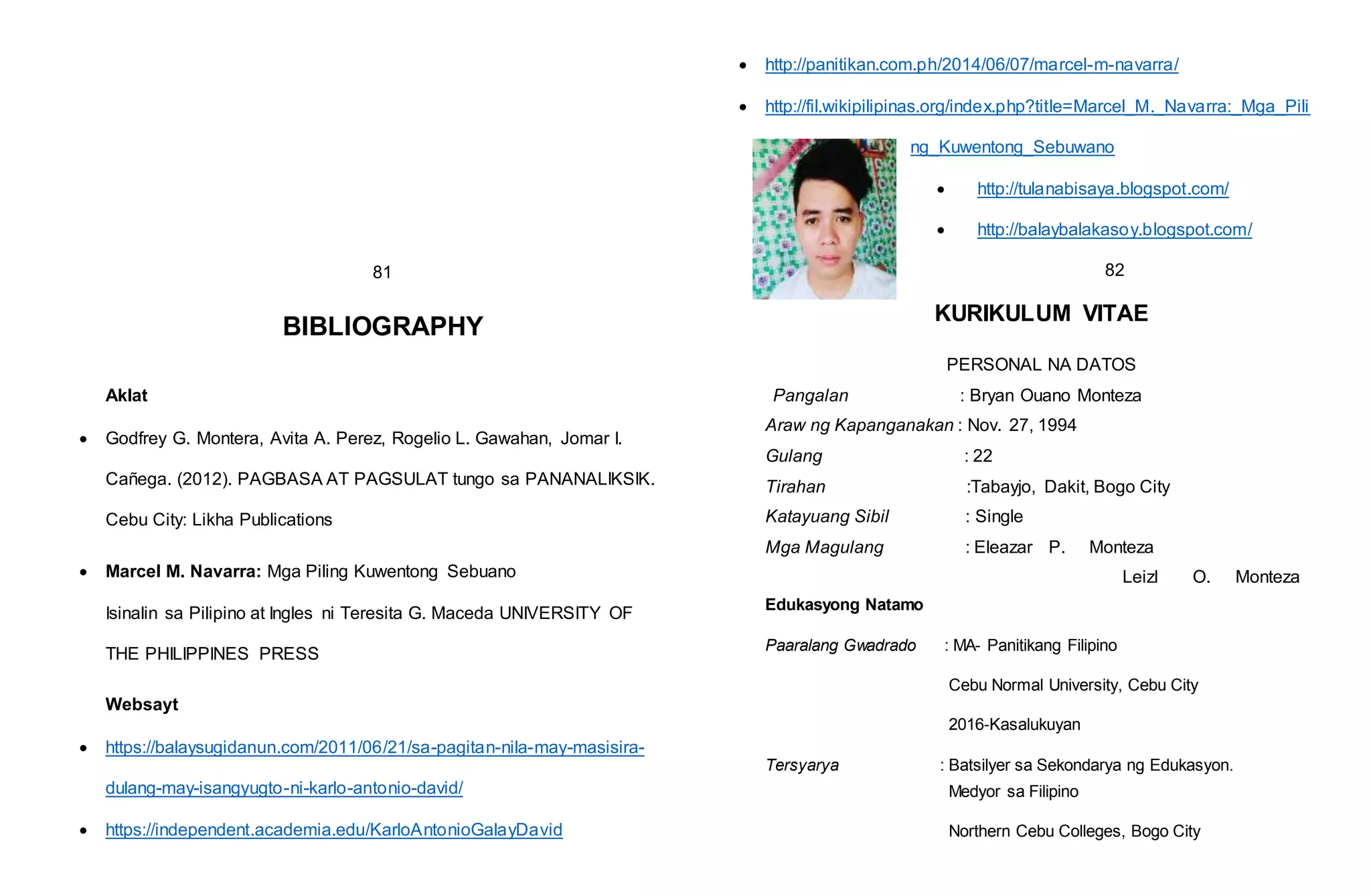 Bisaya tulad ng Tula, Maikling Kwento, at Dula | DOCX