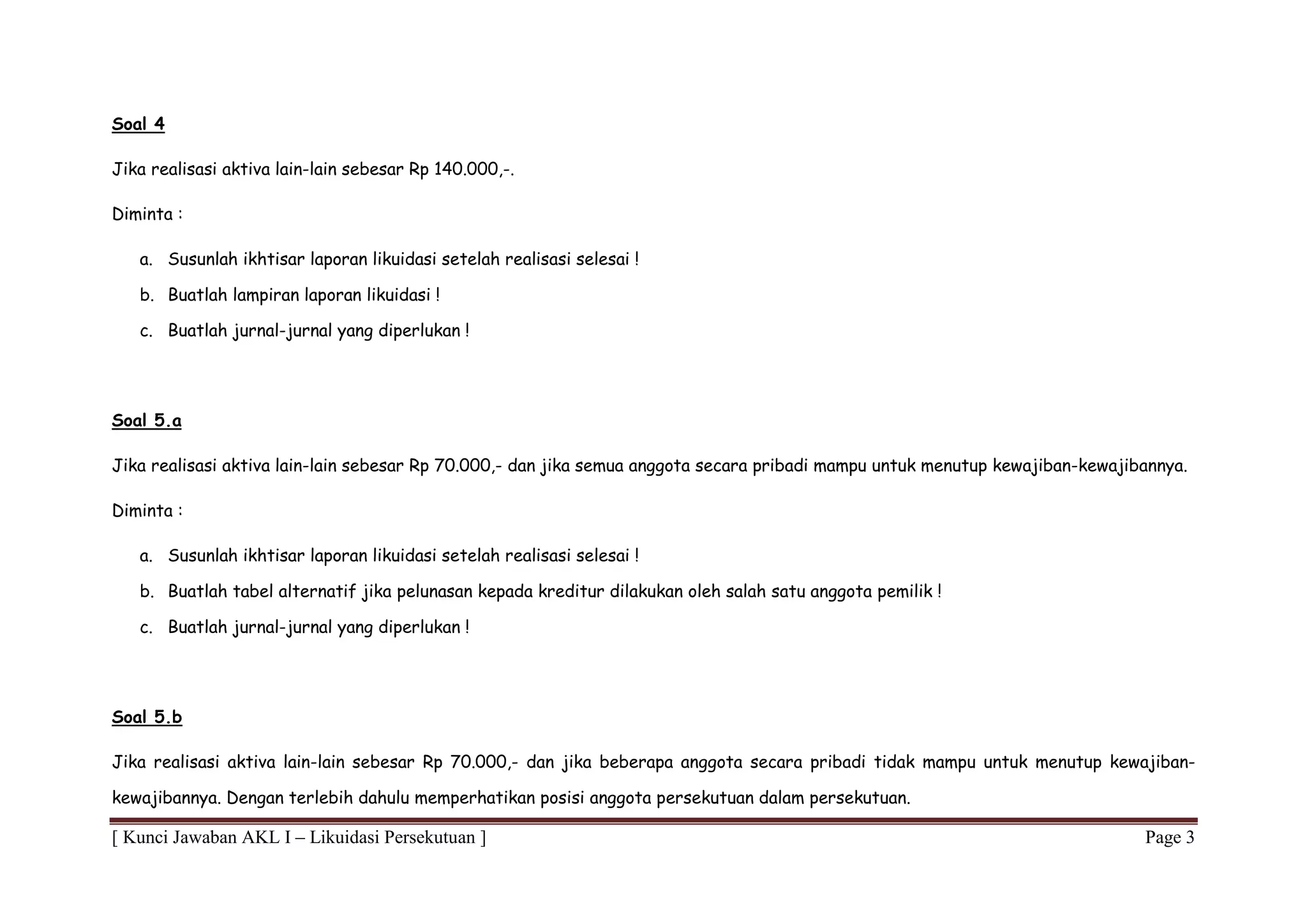 AKL Bab III Likuidasi Persekutuan | DOCX