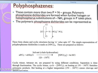 Phosphazenes ppt or pdf ( inorganic chemistry notes ) | PDF