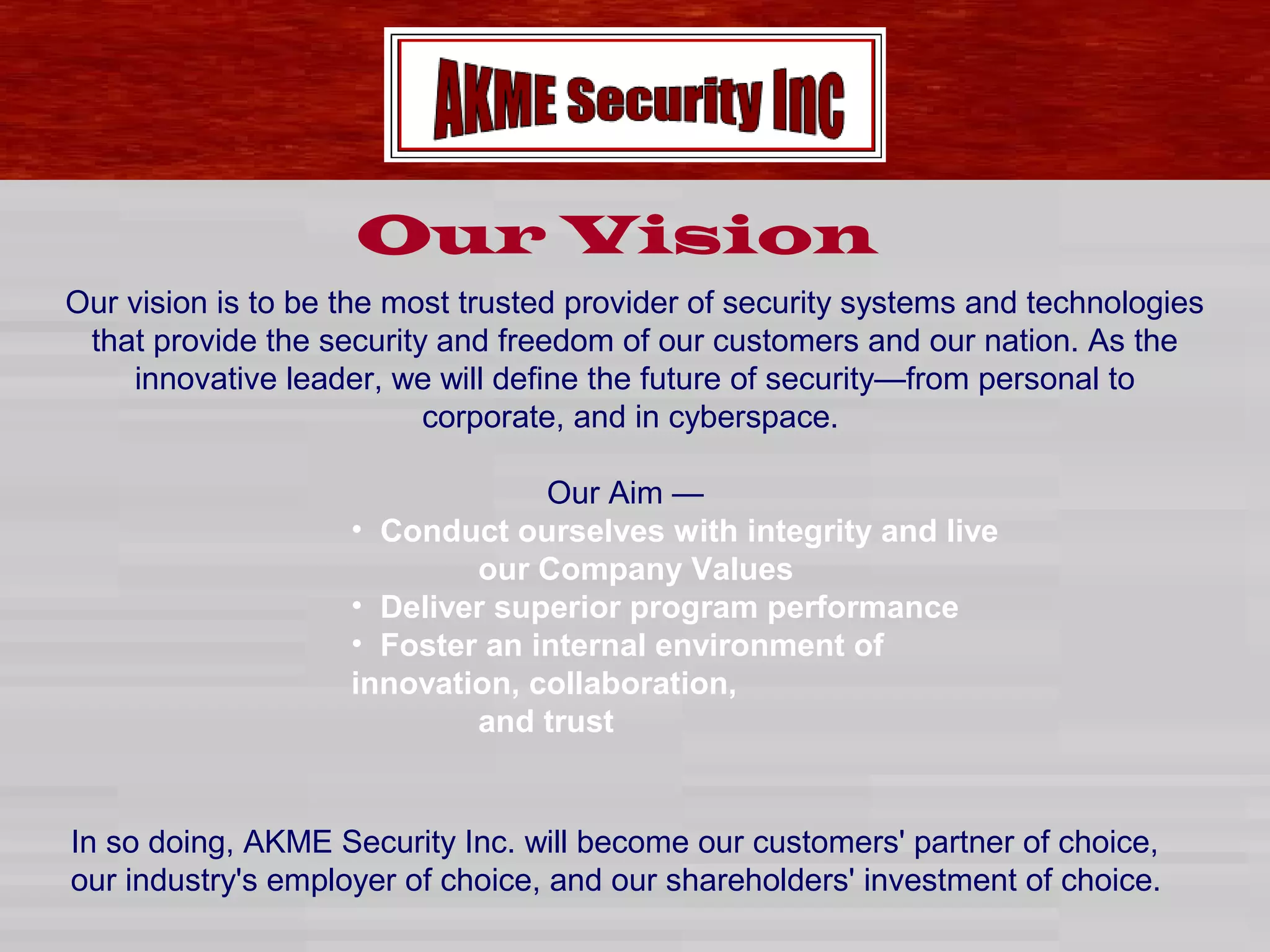 Akme values slide presentation | PPT
