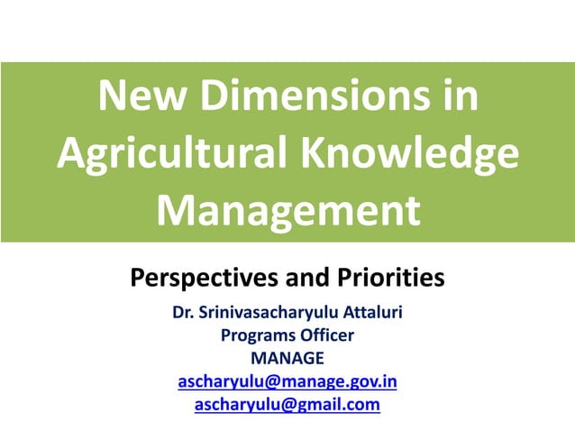 New Dimensions in Agricultural Knowledge Management | PDF | Internet ...