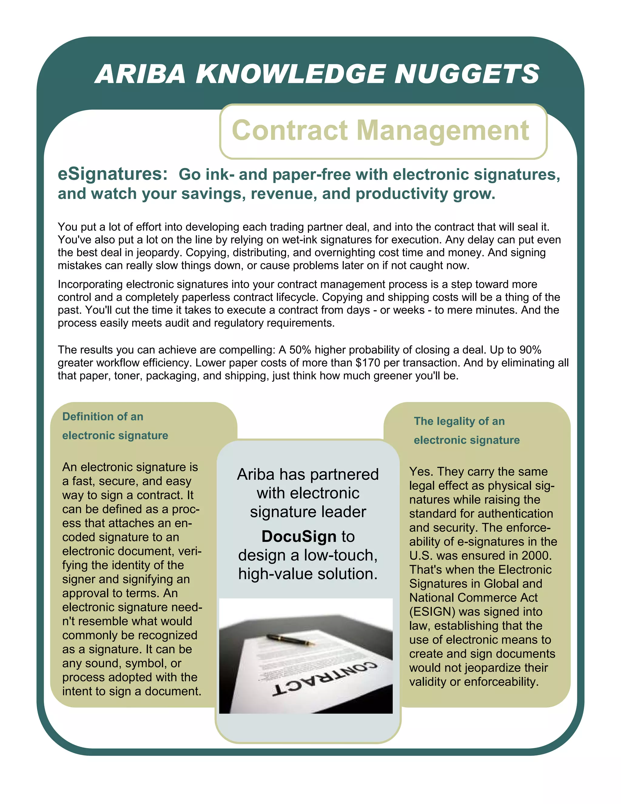 Ariba Knowledge Nuggets: eSignatures | PDF