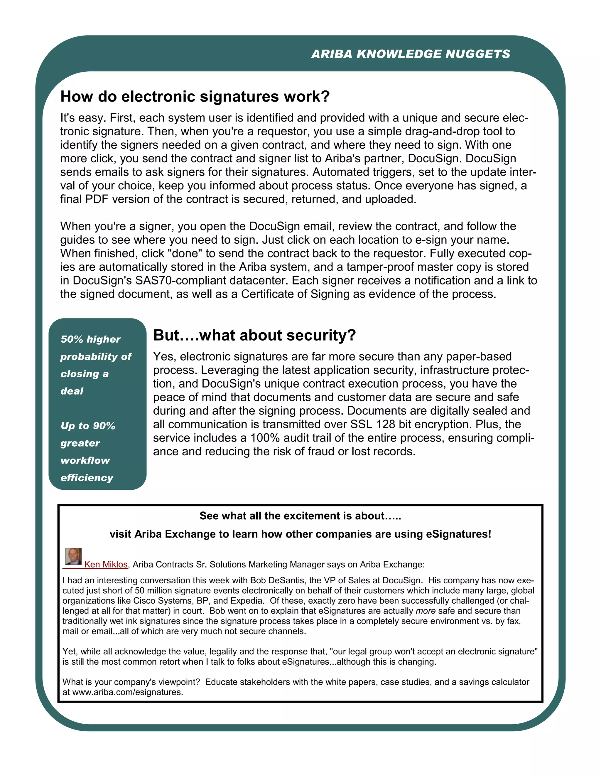 Ariba Knowledge Nuggets: eSignatures | PDF