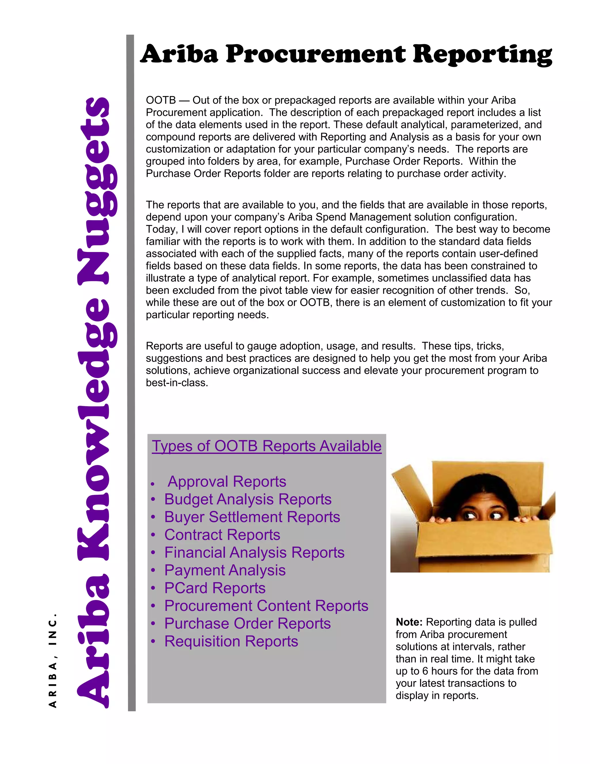 Ariba Knowledge Nuggets: Procurement Reporting | PDF