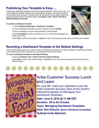 Ariba Knowledge Nuggets: Managing Dashboards | PDF