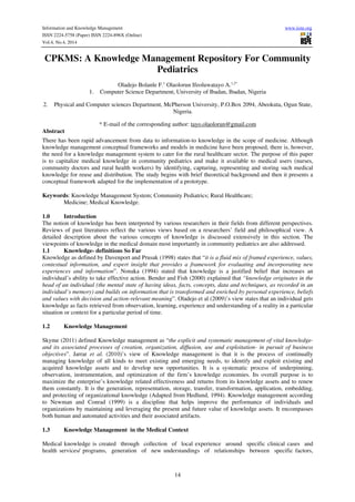 A knowledge management repository for community pediatrics | PDF | Healthcare Industry | Industries