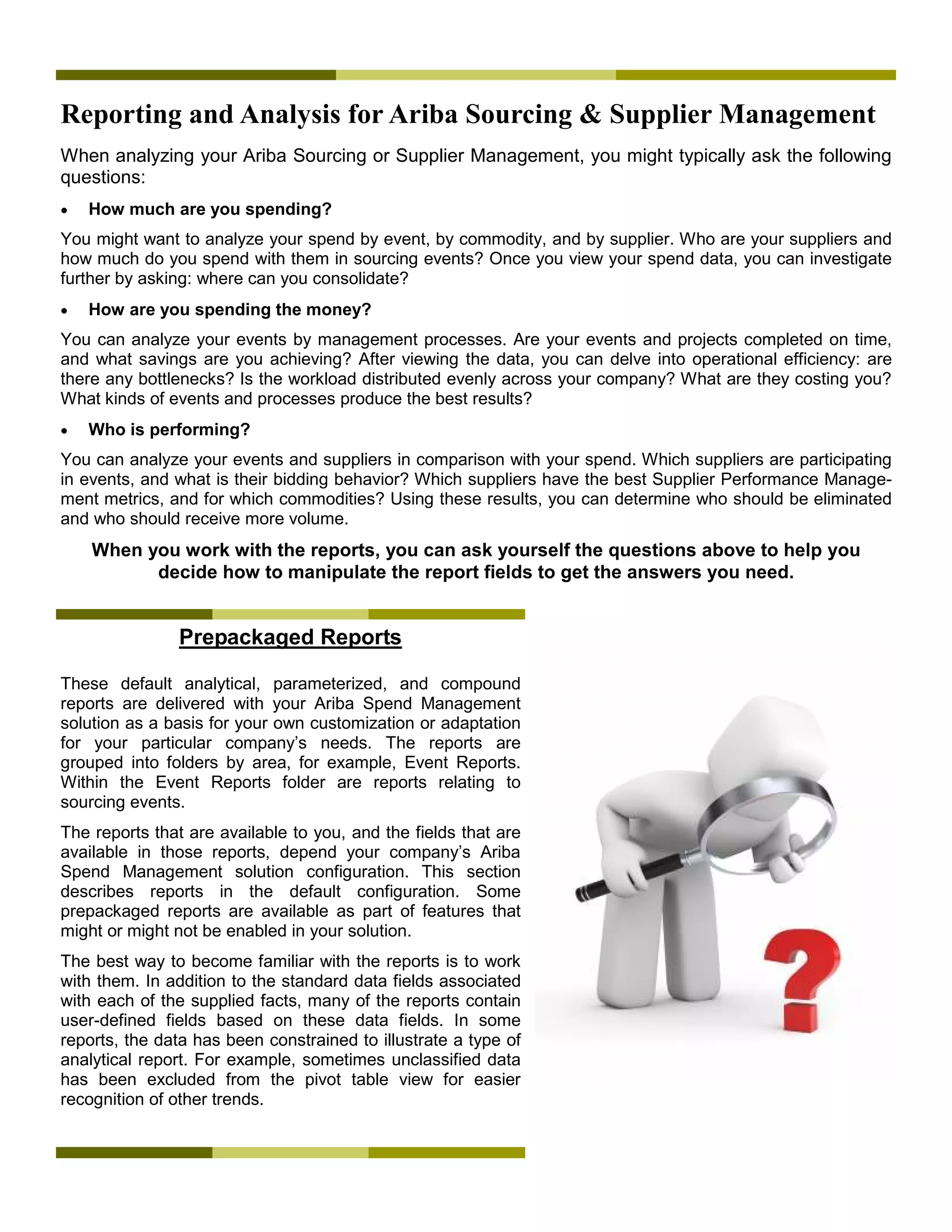 Ariba Knowledge Nuggets: Sourcing Reporting | PDF