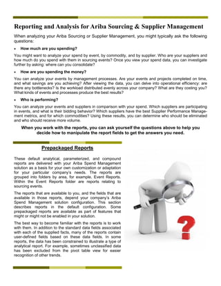 Ariba Knowledge Nuggets: Sourcing Reporting | PDF