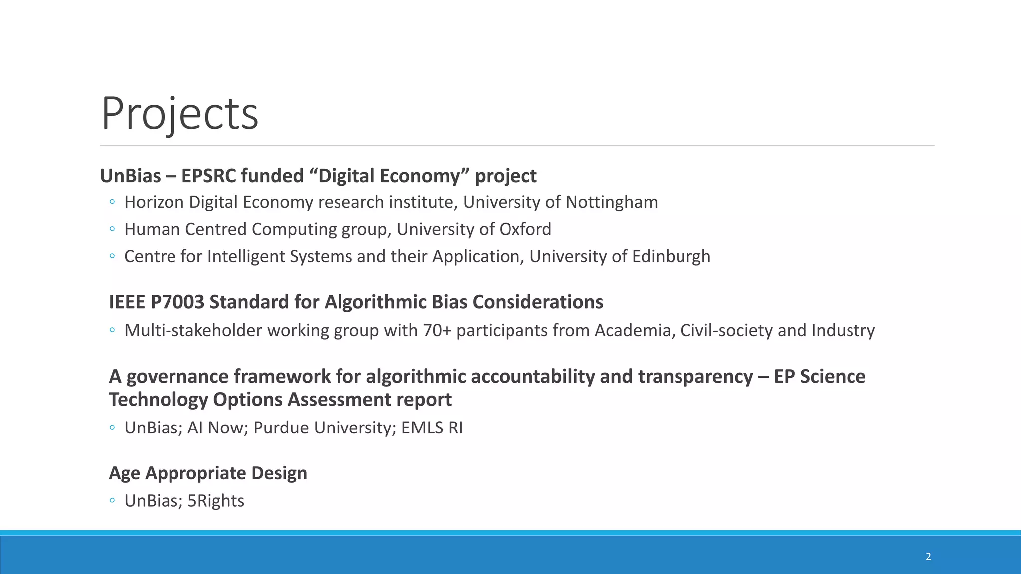 Bias in algorithmic decision-making: Standards, Algorithmic Literacy ...