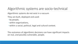 Bias in algorithmic decision-making: Standards, Algorithmic Literacy ...