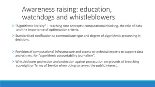 Bias in algorithmic decision-making: Standards, Algorithmic Literacy ...