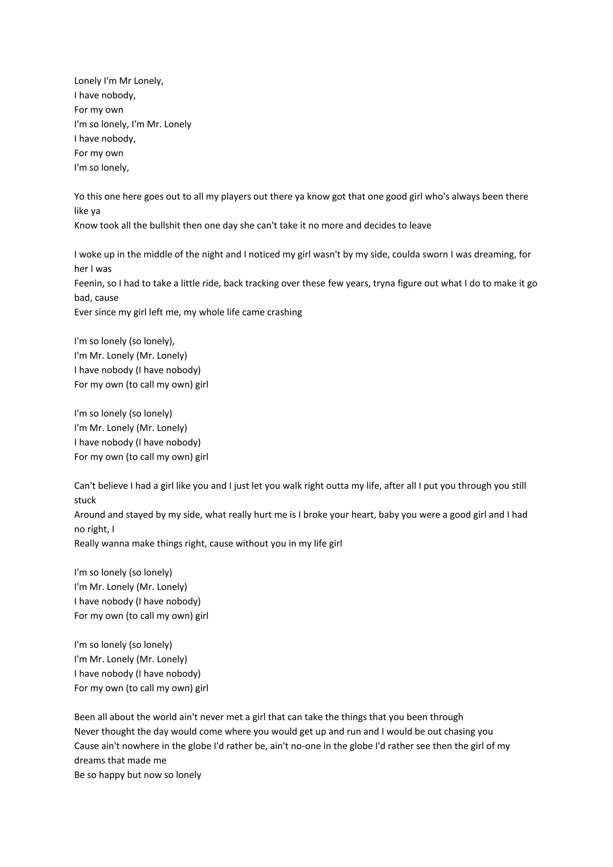Akon Lonely Lyrics Docx