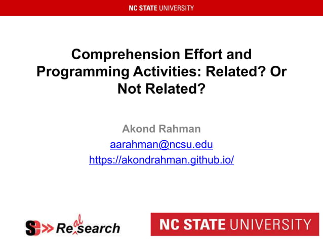 Comprehension Effort and Programming Activities: Related? Or Not ...