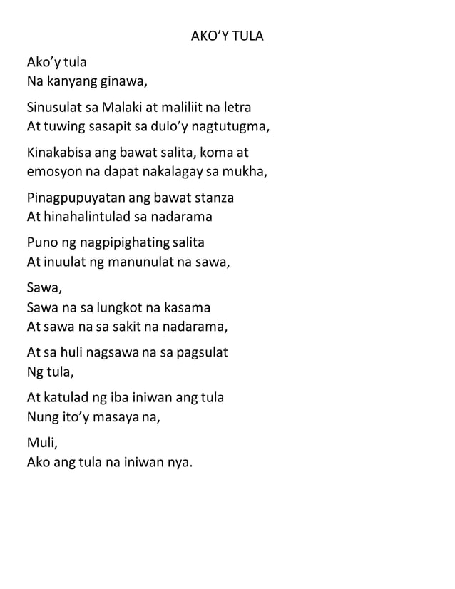 Ako'y tula | DOCX