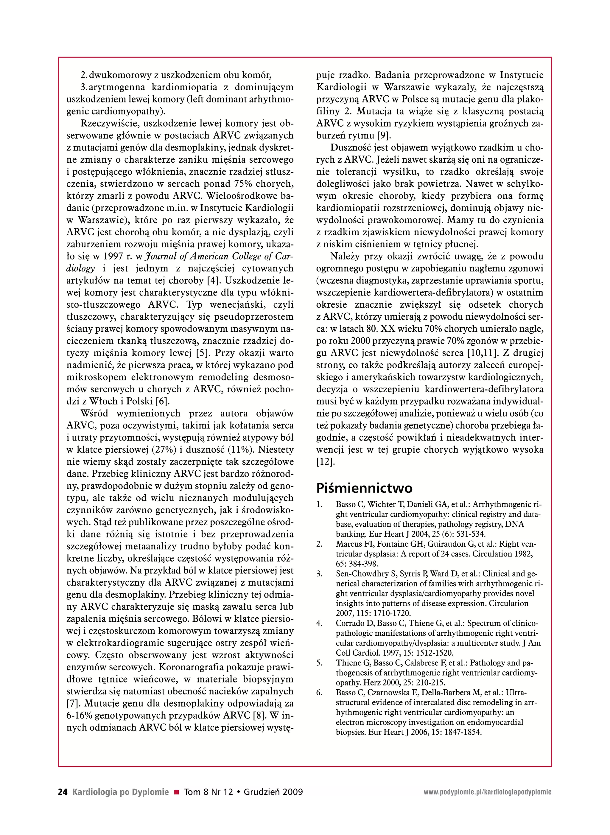 Arytmogenna kardiomiopatia prawej komory | PDF